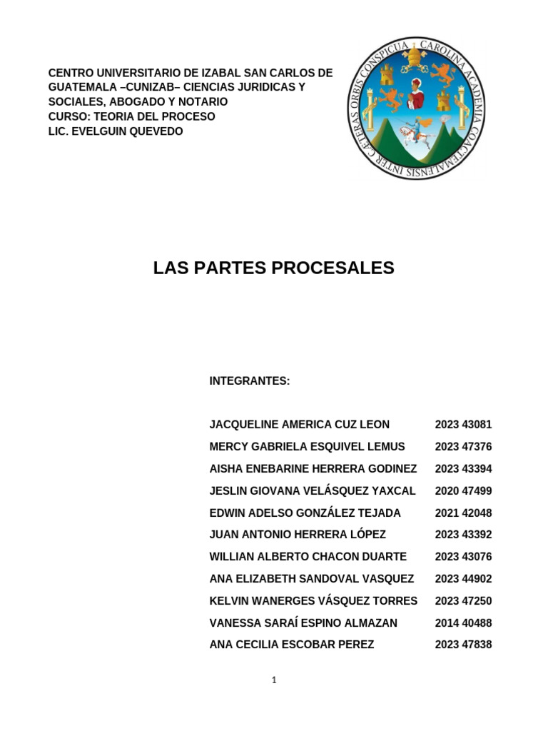 Trabajo de Las Partes Procesales CUNIZAB | PDF | Ley procesal ...
