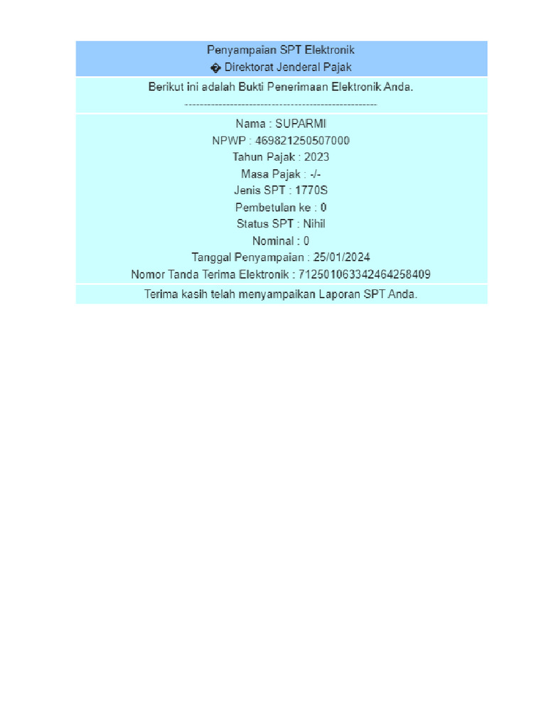 Bukti SPT 2023 | PDF