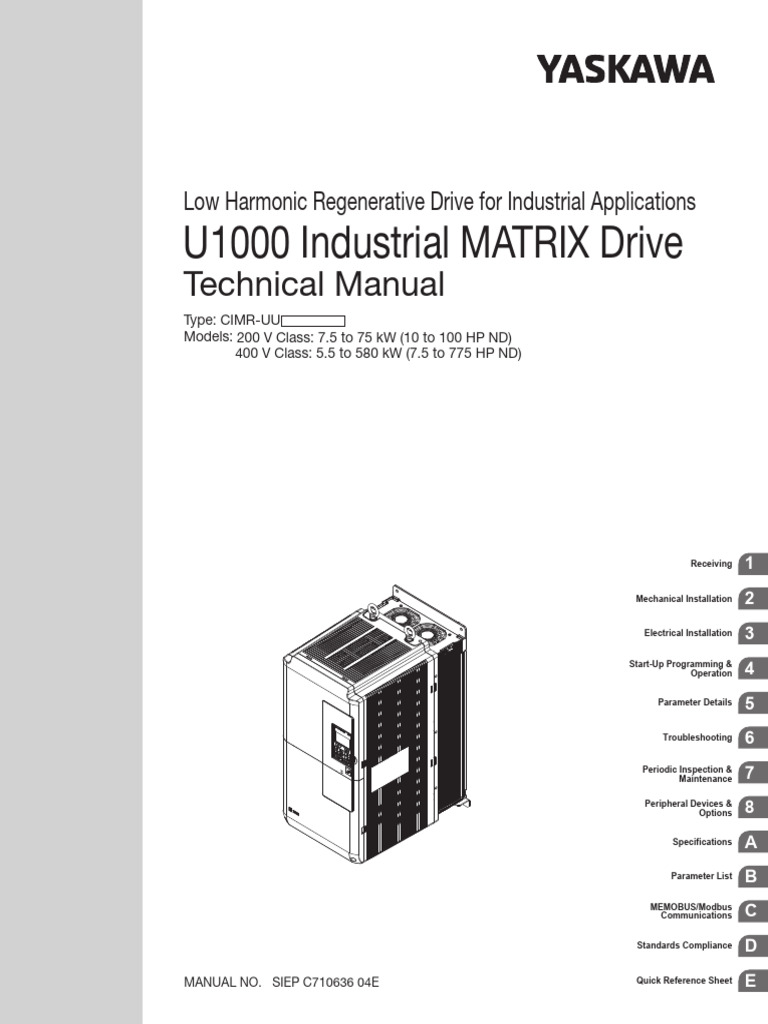 U1000 Industrial MATRIX Drive: Technical Manual | PDF | Electric Motor | Electronic Circuits