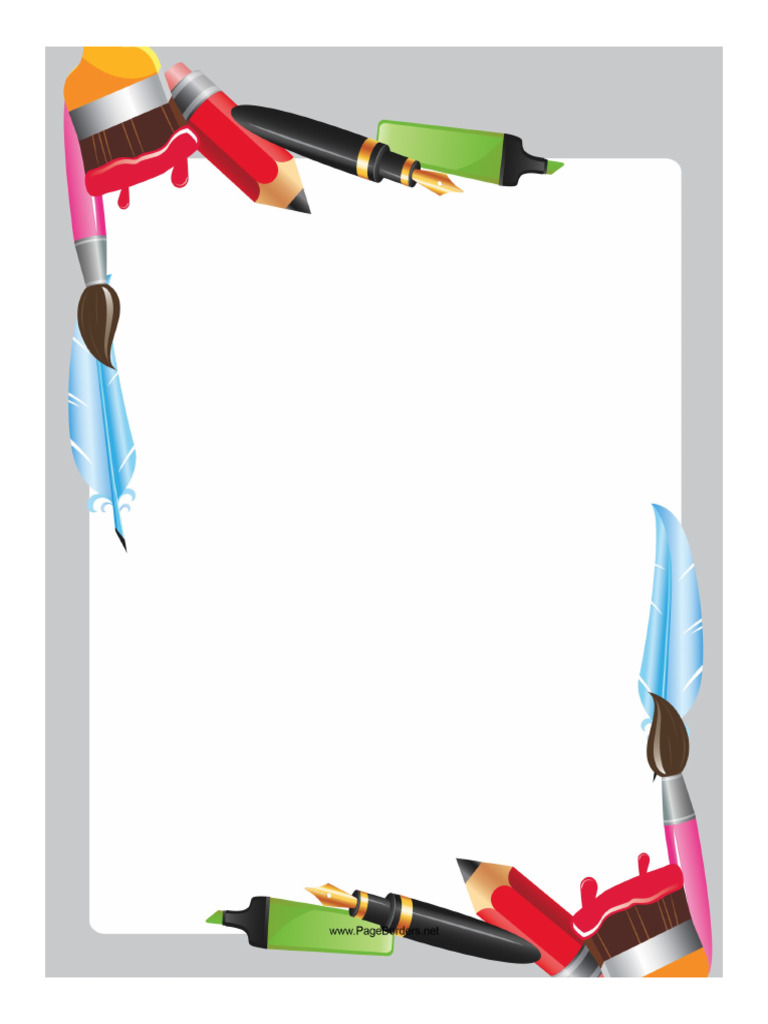Cute Writing Utensil Border | PDF