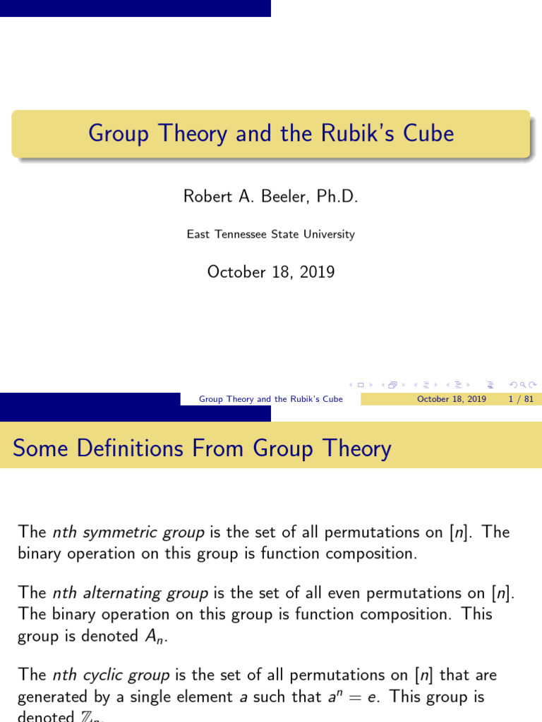 Group Theory Applied to Rubik's Cube | PDF | Group (Mathematics ...