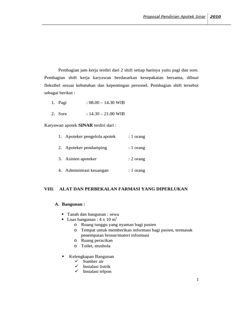 Perhitungan Pendirian Apotek Baru Pdf