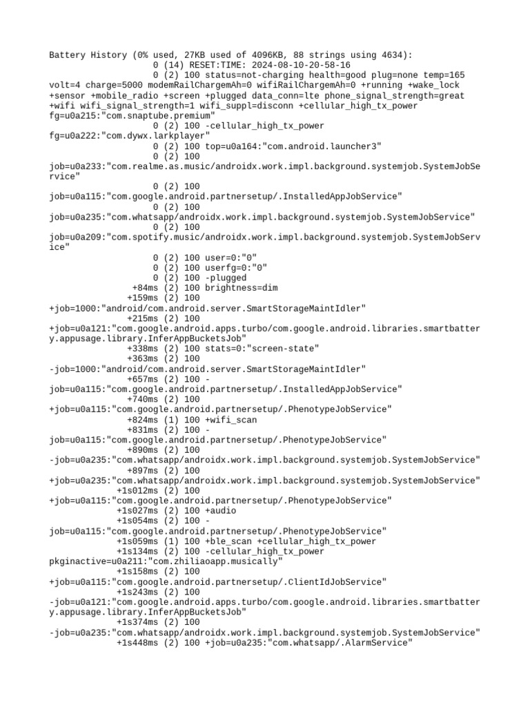 Standby Dump Batterystats 2024 0810 215912 | PDF | Android (Robot) | Robotics