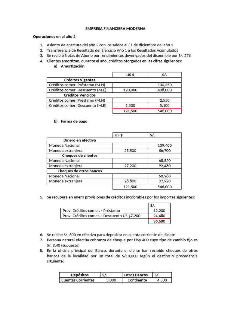 Operaciones Financiera | PDF | Bancos | Finanzas y dinero