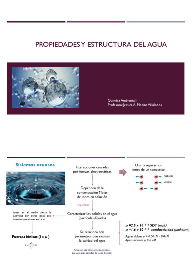 Propiedades y Estructura Del Agua | PDF | Agua | Enlace iónico