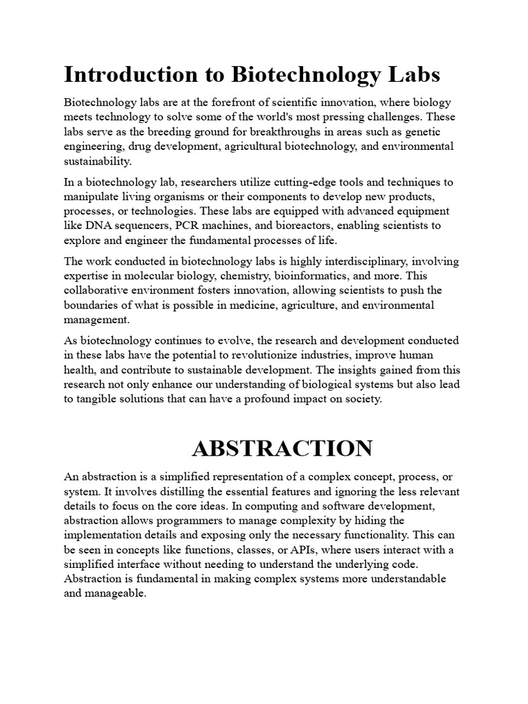 Report On Biotechnology Labs | PDF | Sterilization (Microbiology ...