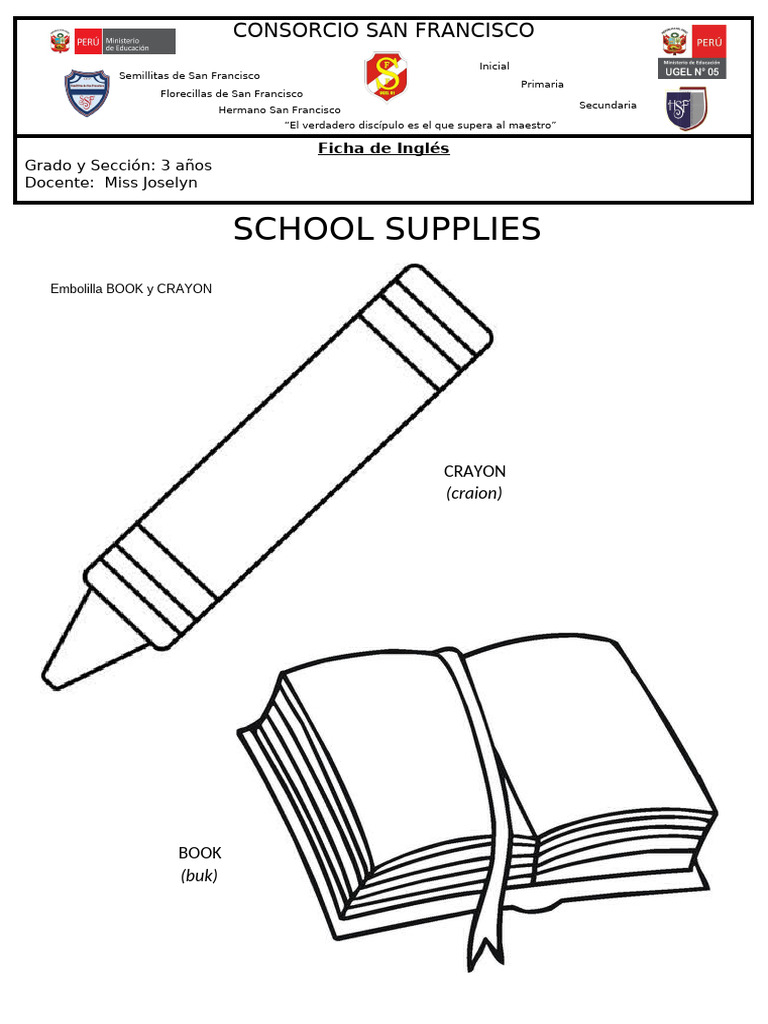 Utiles Escolares En Ingles Pdf