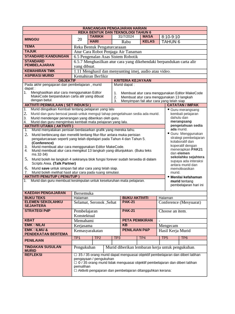 RBT Tahun 6 Minggu 20 | PDF | Karier & Perkembangan | Seni