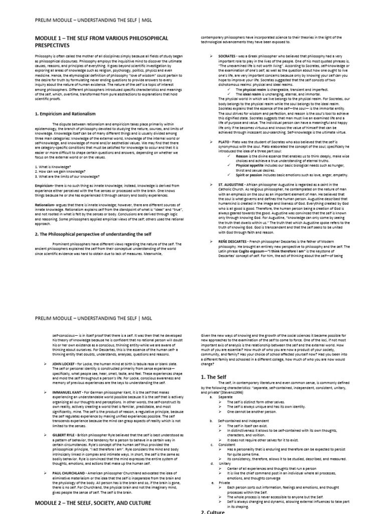 USELF MODULE 2024-2025 PRELIM MODULE | PDF | Self Concept | Tao