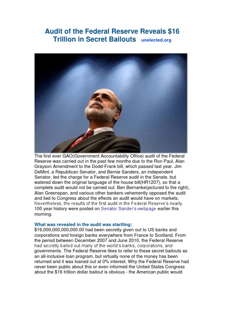 Federal Reserve's $16 Trillion Bailout Exposed | PDF | Politics Of The ...