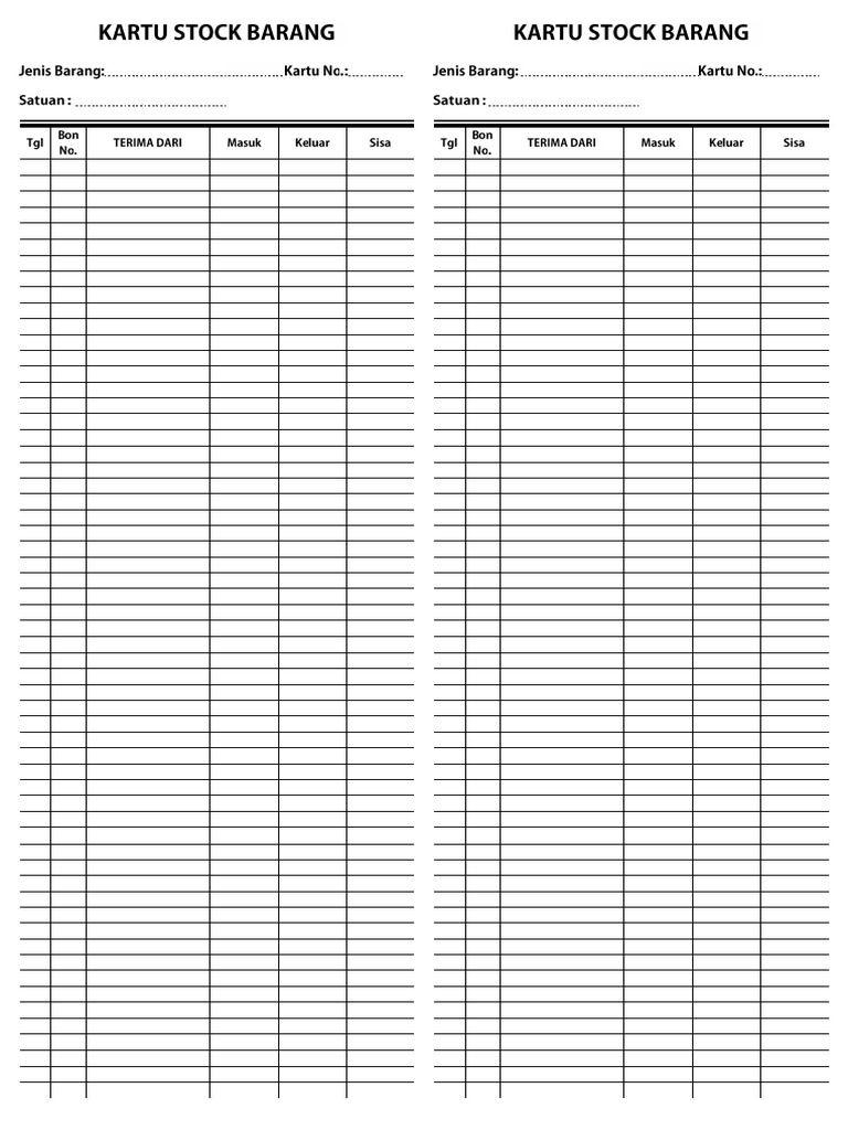 KARTU STOCK BARANG | PDF