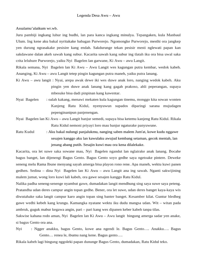 Legenda Desa Awu | PDF