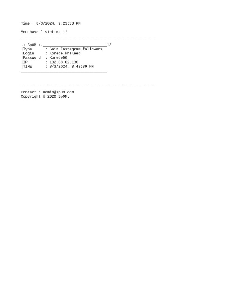 Sp0m Victims (2024 - 8 - 3) | PDF