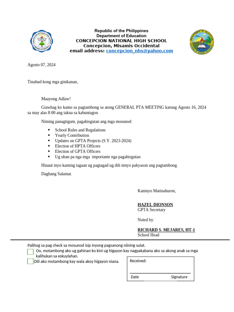 Gpta Meeting Letter | PDF
