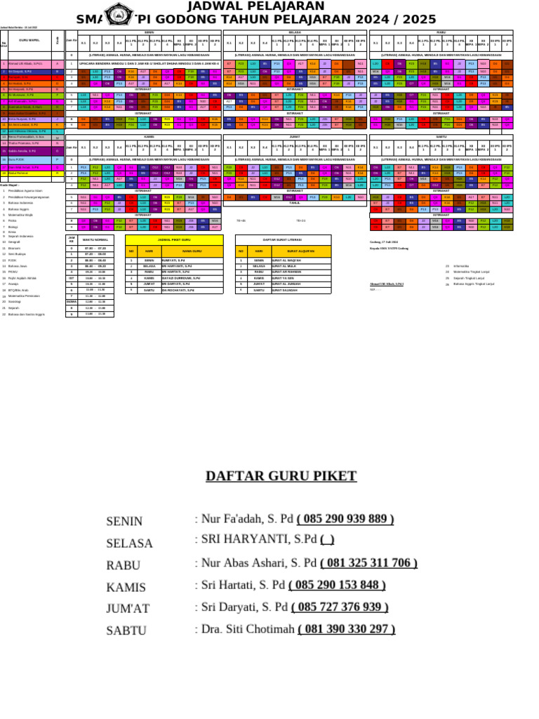 4. Jadwal Pelajaran Juli 2024 Edit | PDF