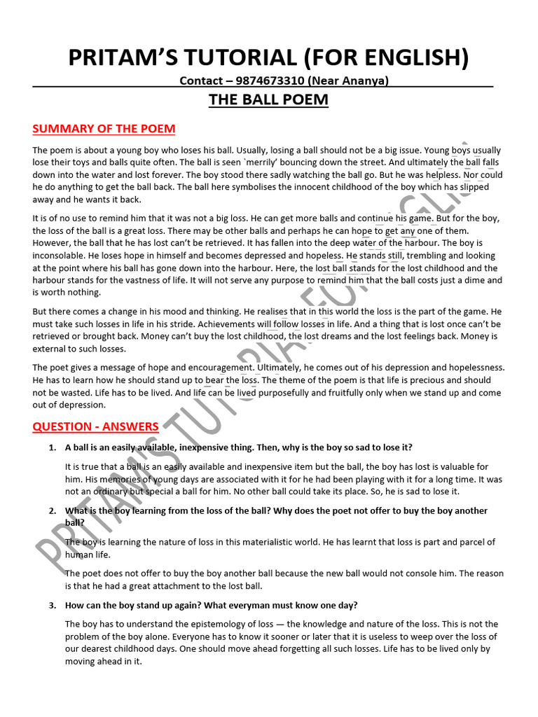 The Ball Poem | PDF