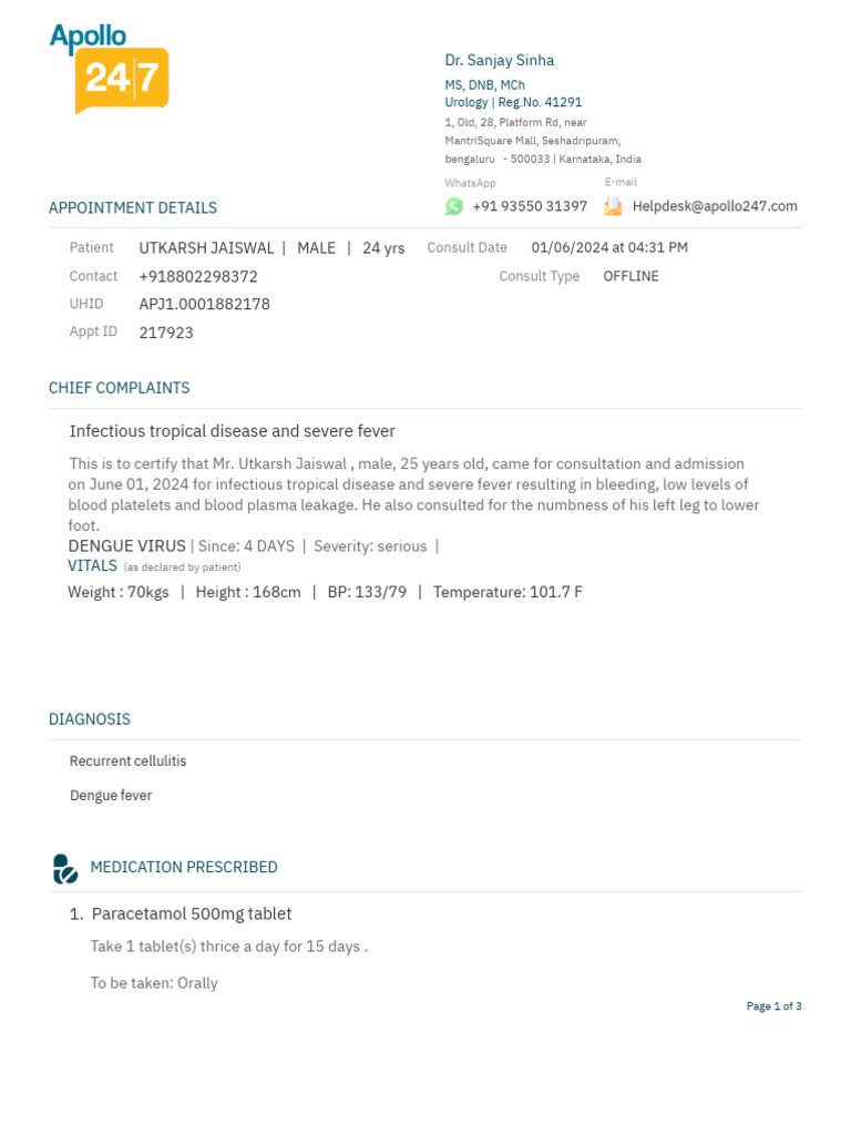 jai sinha | PDF | Diseases And Disorders | Medical Specialties