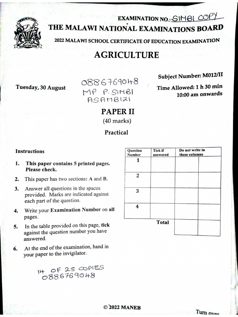 2022 Maneb Agri P. 2 | PDF