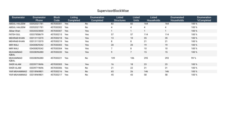 Block-Wise Enumeration Summary Report | PDF