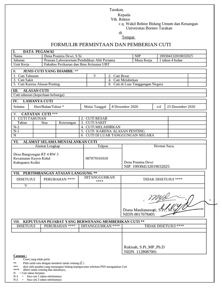 Form Cuti PNS | PDF