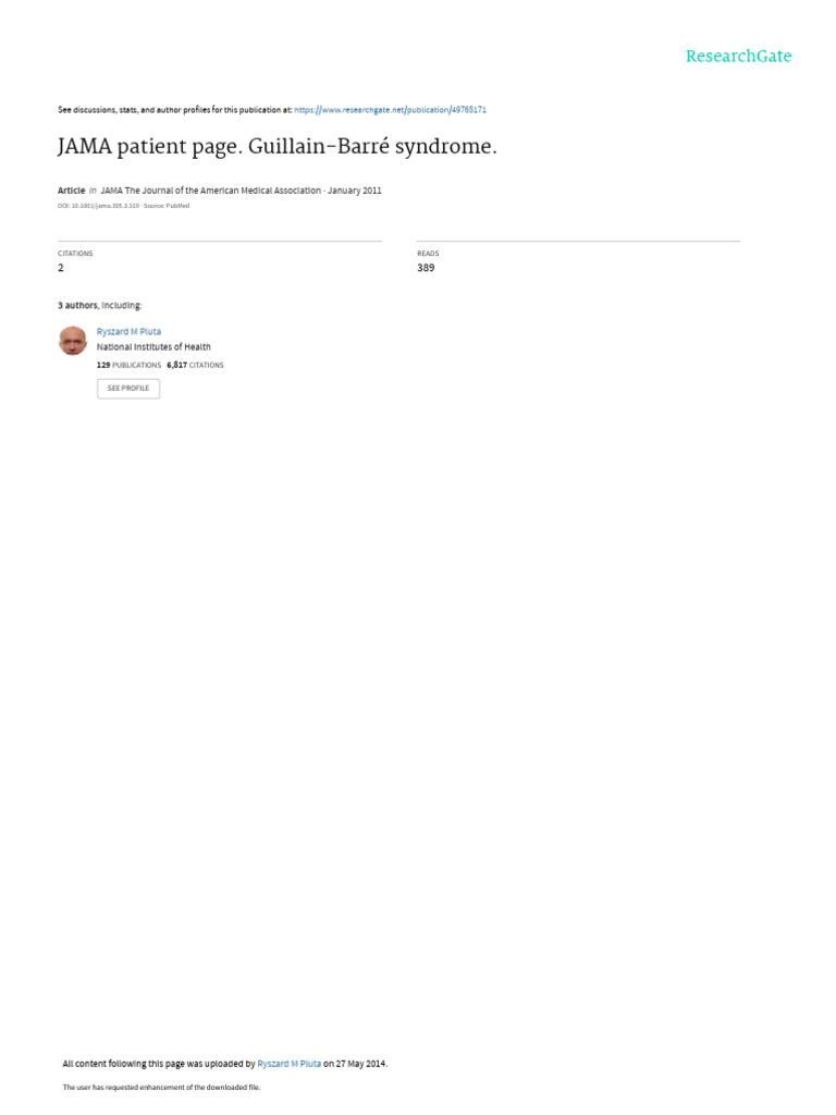 JAMA Patient Page Guillain-Barre Syndrome | PDF | Myelin | Health Sciences