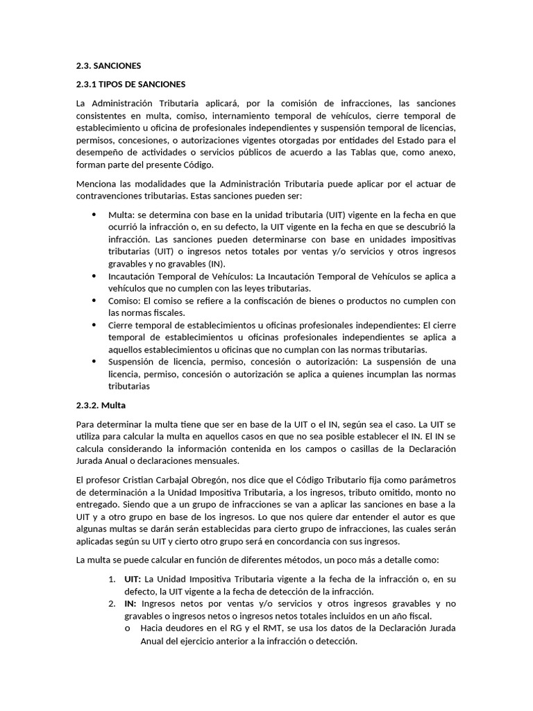 SANCIONES | PDF | Multa (pena) | Impuestos