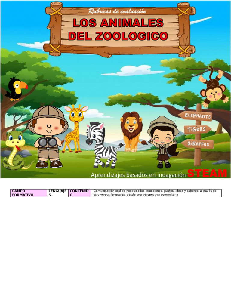 Rubricas de Evaluacion Los Animales Del Zoologico | PDF | Aprendizaje ...
