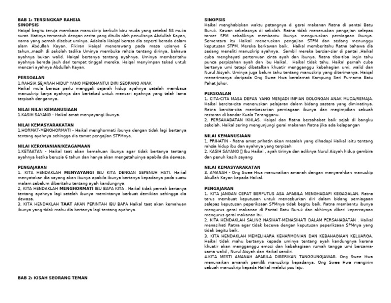 Analisis Bab 1 & 2 Novel Silir Daksina | PDF