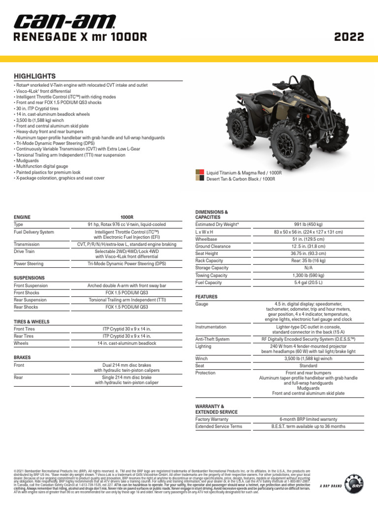 ORV MY22 SPEC RENEGADE X MR 1000R - ENNA - PDFX | PDF | Vehicles ...