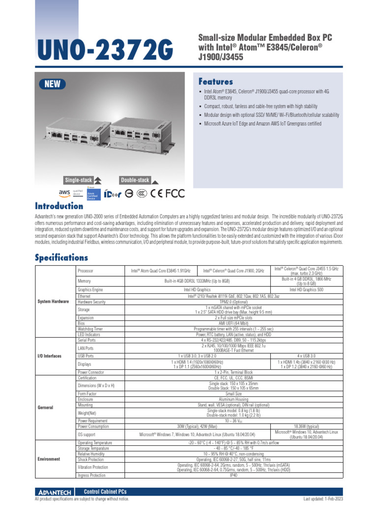 UNO-2372G_Advantech | PDF | Usb | Embedded System