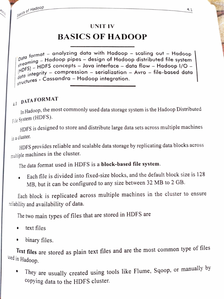 Bda Unit4 | PDF | Apache Hadoop | File Format