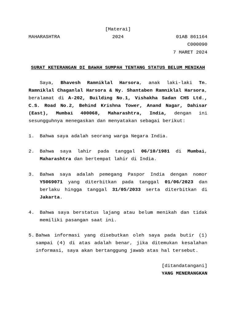 Contoh Dokumen India | PDF
