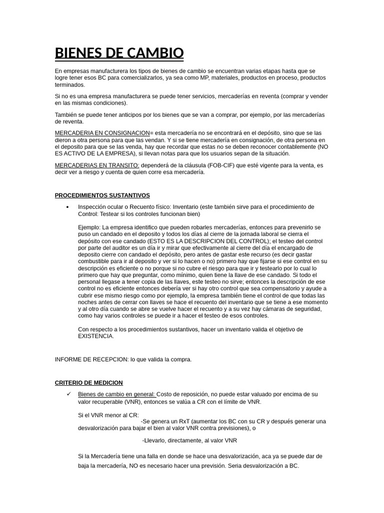 Bienes de Cambio | PDF | Business | Economias