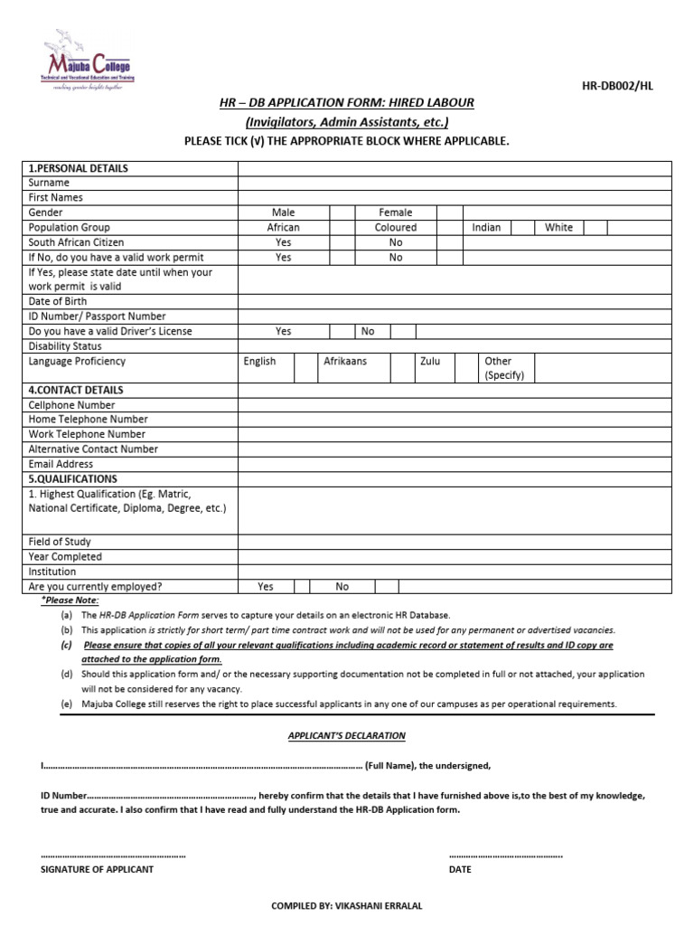 Invigilator HR Database Form | PDF | Career & Growth