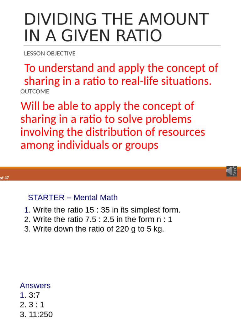 17th April Day 2 Dividing Ratios | PDF | Lime (Fruit) | Ratio