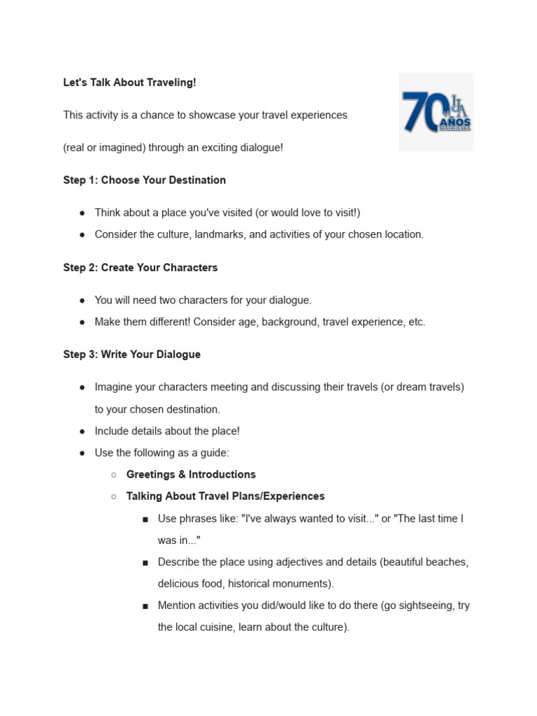 Let's Talk About Travel 10th Grade | PDF | Language Arts & Discipline