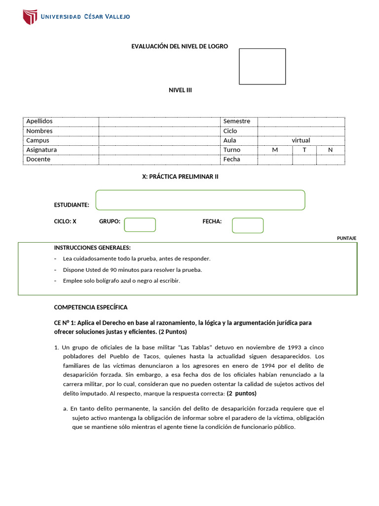 Pruebas de Nivel de Logro III | PDF | Ley procesal | Justicia
