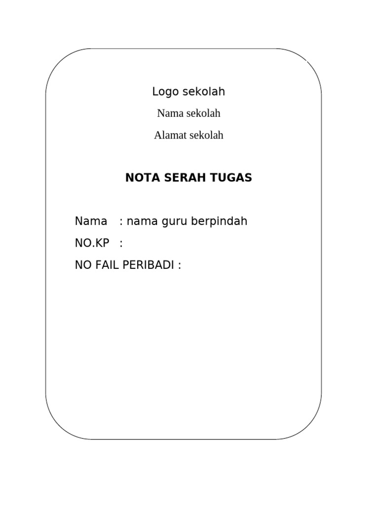 Nota Serah Tugas | PDF
