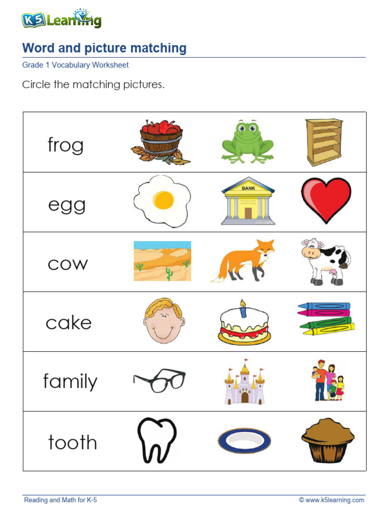 grade-1-match-words-pictures-3 | PDF