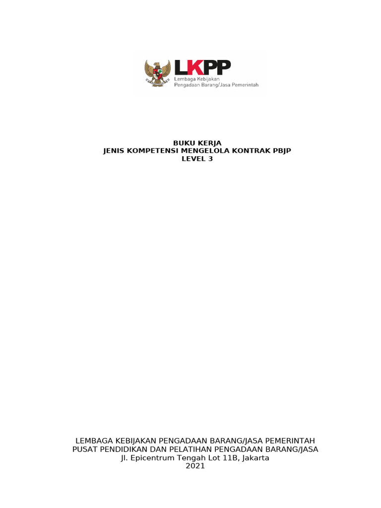 Buku Kerja JK Mengelola Kontrak PBJP Level 3 Versi II | PDF
