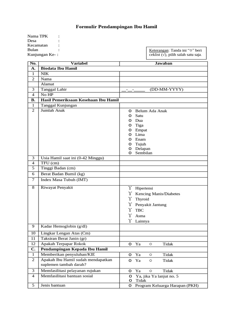 Form Pendampingan Ibu Hamil HSU | PDF