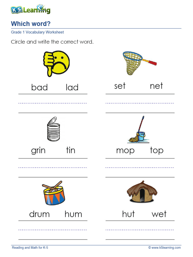 Grade 1 Write Words Pictures 1 | PDF