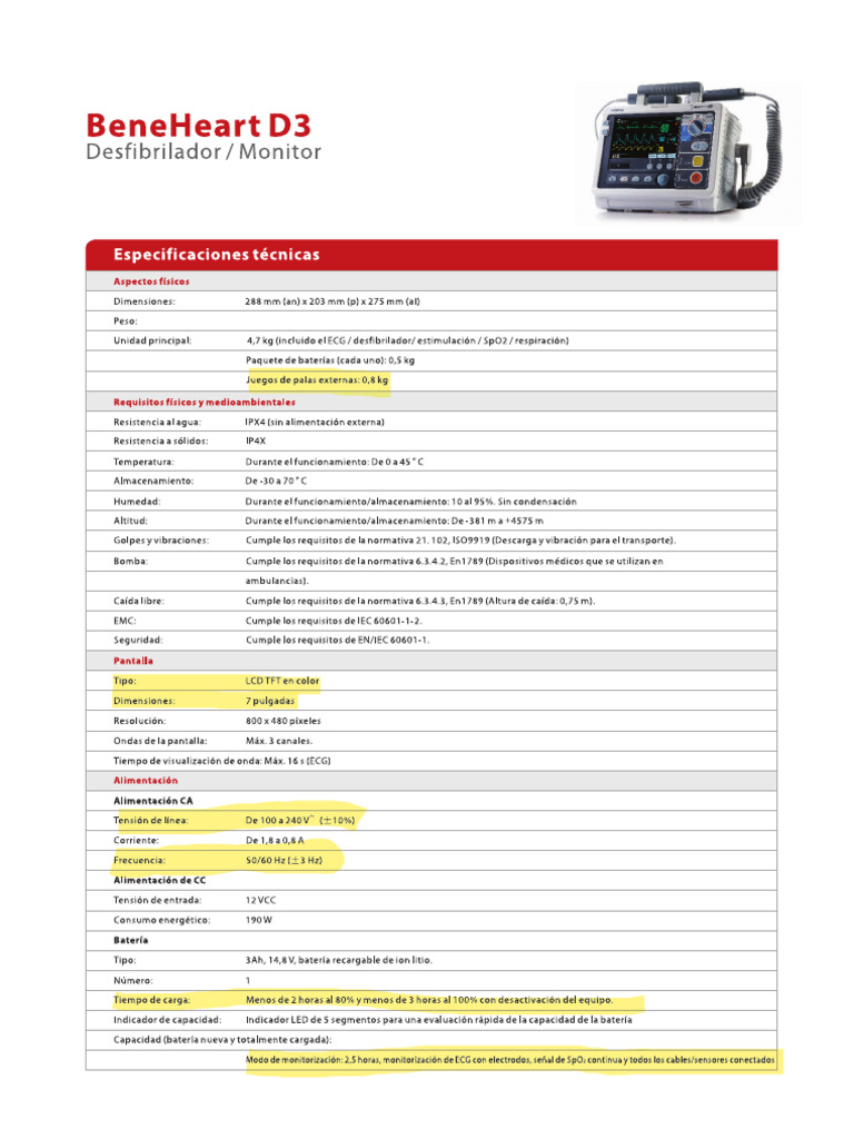 Desfibrilador-Mindray BeneHeart-D3 | PDF