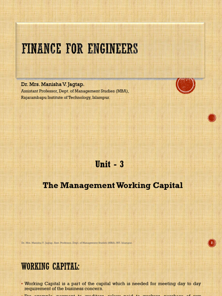 FFE-Unit 3 | PDF | Working Capital | Finance & Money Management