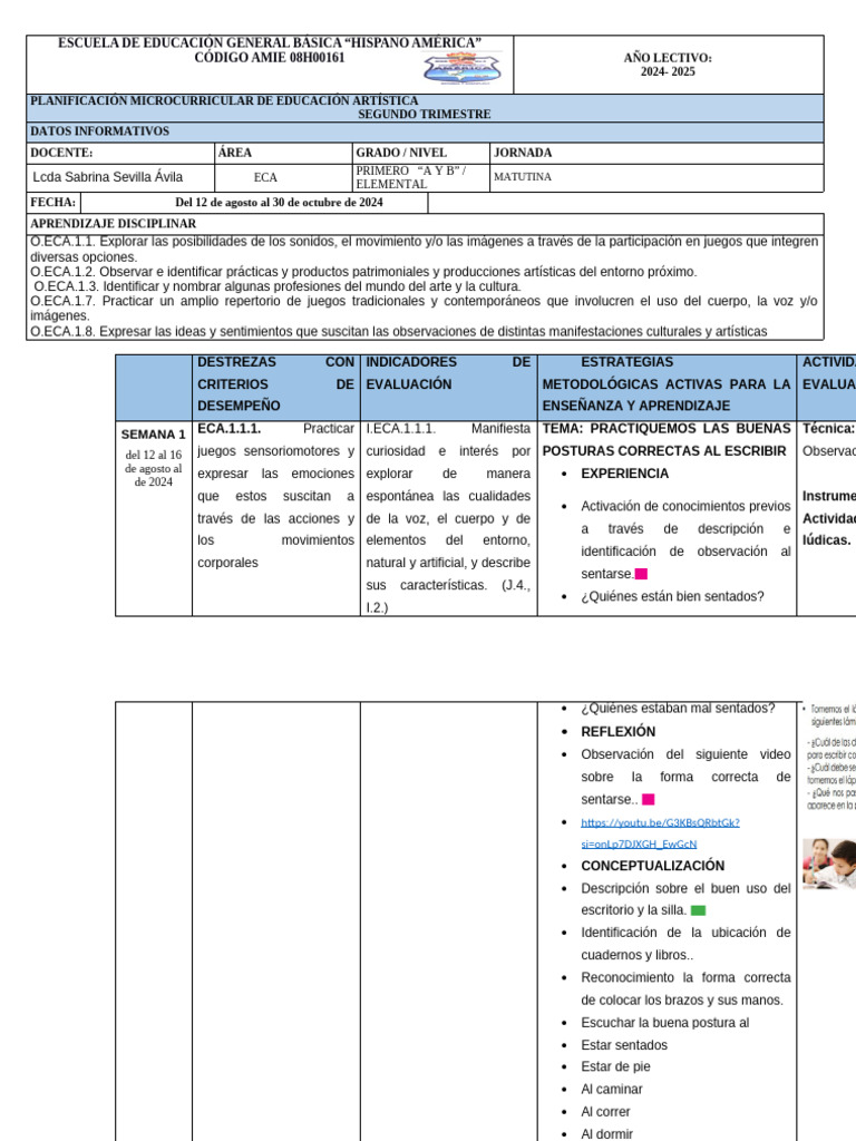 PUD - ECA - 1ero EGB - 2024 | PDF | Aprendizaje | Dibujo