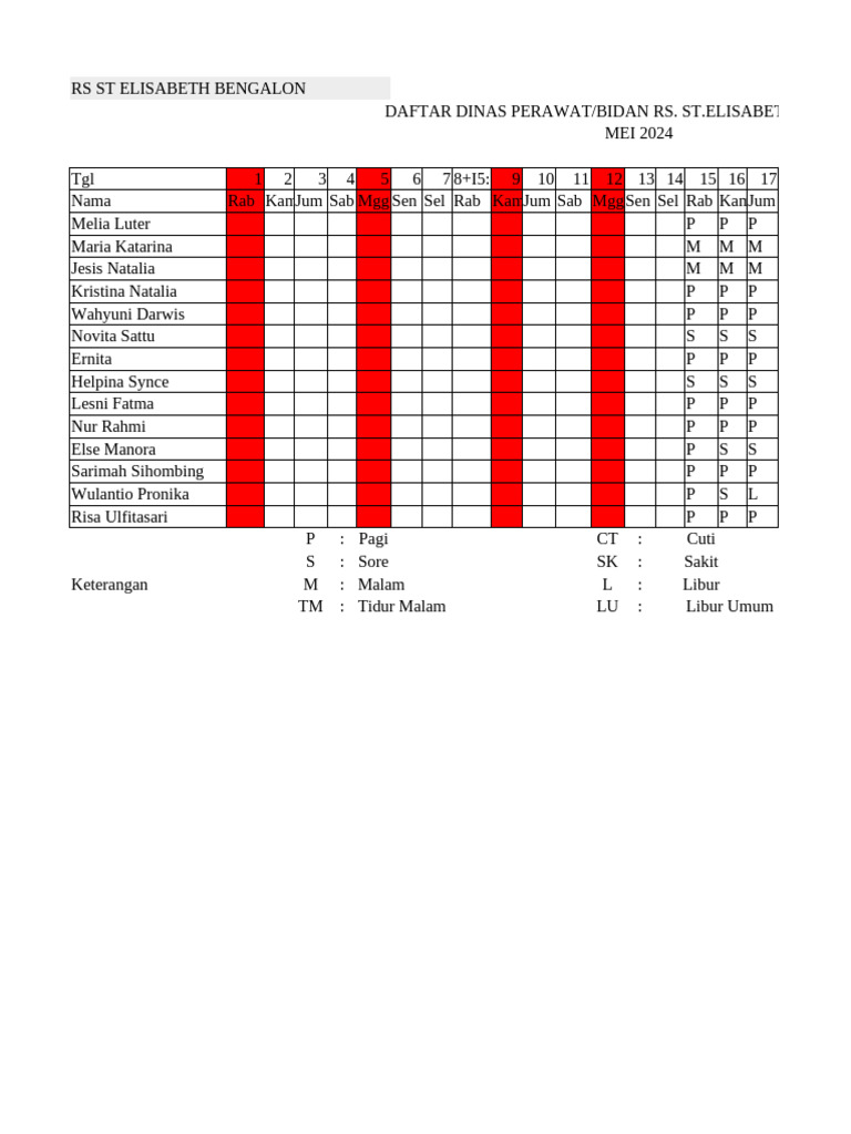 Jadwal Dinas Bidan | PDF