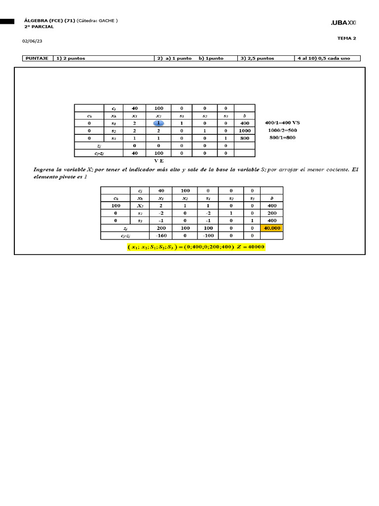 Segundo Parcia - 1C - 2023 - Tema 2 - Respuestas | PDF | Espacio vectorial | Base (álgebra lineal)
