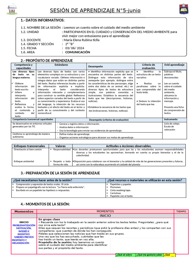 03-06-Ses-Com-Leemos Un Cuento Sobre El Cuidado Del Medio Ambiente ...