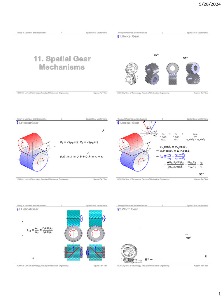 Ch.11 Spatial Gear Mechanisms | PDF | Gear | Machines