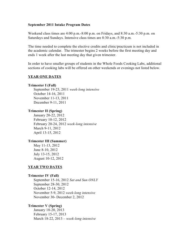 Sept 2011 Program Dates | PDF